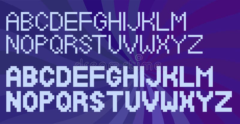 Alphabet of Thin and Bold Uppercase Letters Drawn in a Pixel Art Style ...