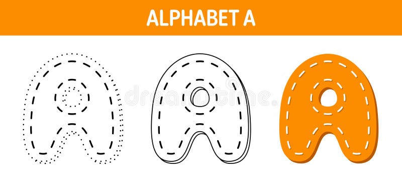 Alphabet a Tracing and Coloring Worksheet for Kids Stock Vector ...