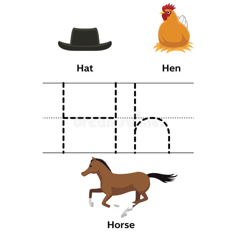 H Alphabet English Letter Tracing Learning Vector Preschool Stock ...
