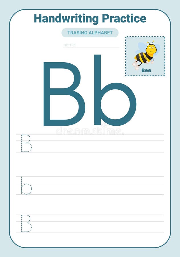 Alphabet Tracing Practice Letter B. Tracing Practice Worksheet Stock ...