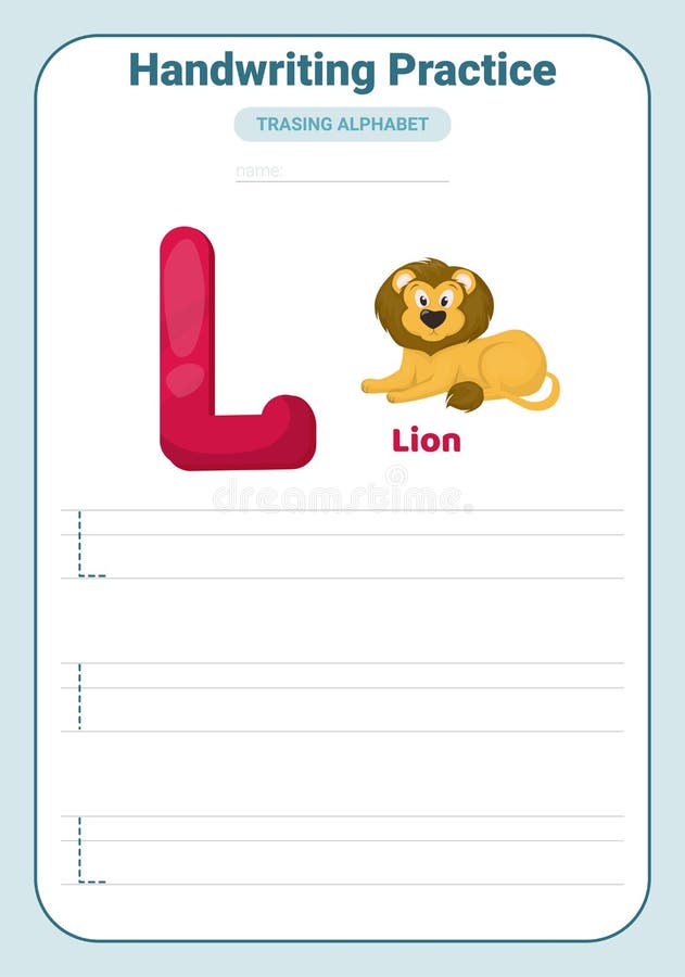 Alphabet Tracing Practice Letter L. Tracing Practice Worksheet Stock ...
