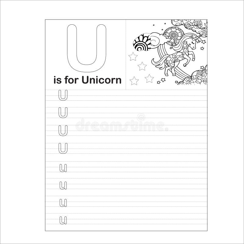 Alphabet Tracing Practice Page for Kids Stock Vector - Illustration of ...