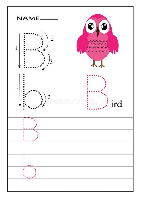 Alphabet Tracing Worksheet B Stock Vector - Illustration of education ...