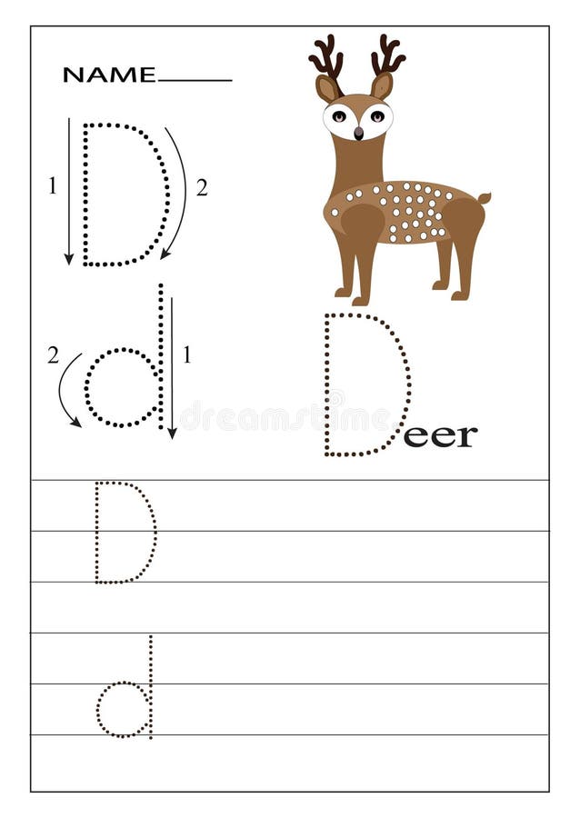 Alphabet Tracing Worksheet D Stock Vector - Illustration of education ...
