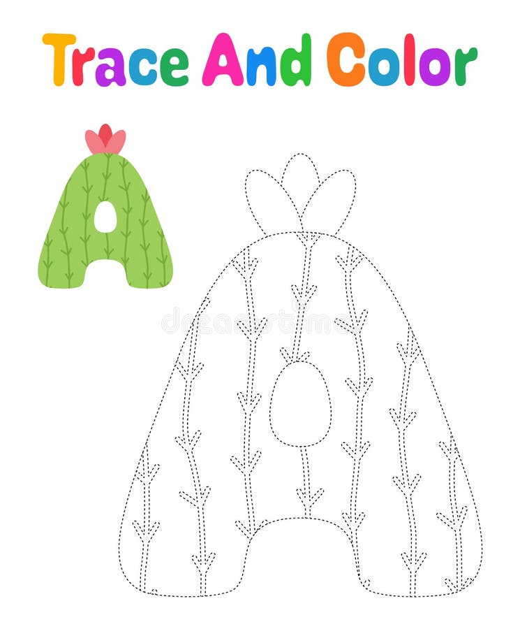 Alphabet a Tracing Worksheet for Kids Stock Vector - Illustration of ...