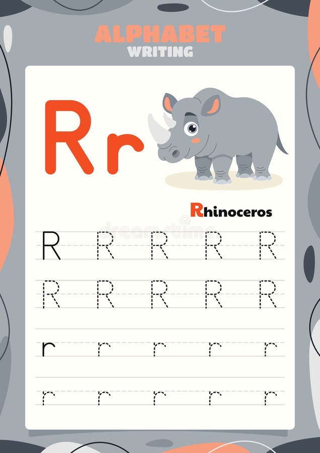Alphabet Tracing Worksheet Template with Animal Stock Illustration ...