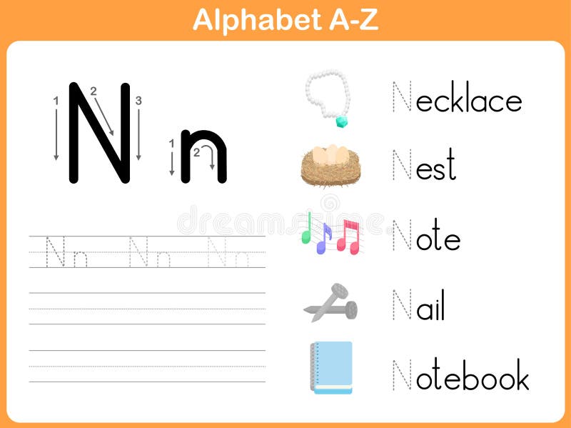 Alphabet Tracing Worksheet: Writing a-Z Stock Vector - Illustration of ...