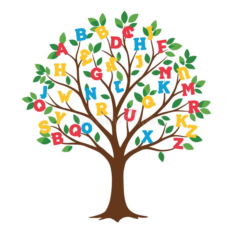 Alphabet Tree Illustration, Growing Knowledge Concept with Alphabet ...