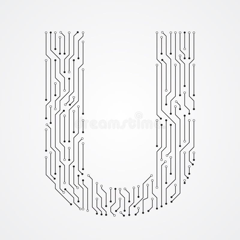 Alphabet U Shape Digital Line Design Stock Vector - Illustration of ...
