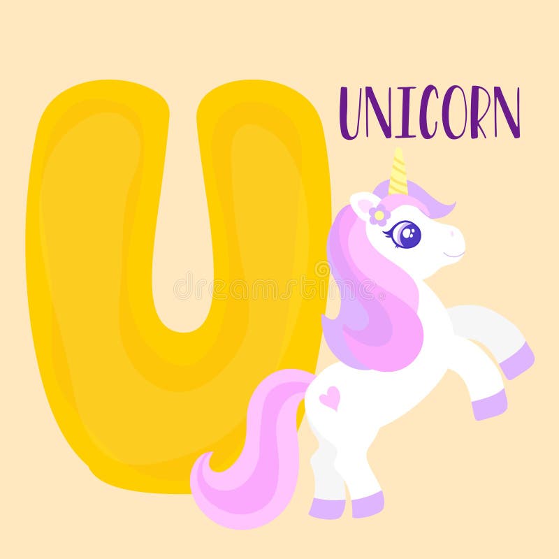 ALPHABET U Unicorn Vector Educational Animals Alphabet U is for Unicorn ...