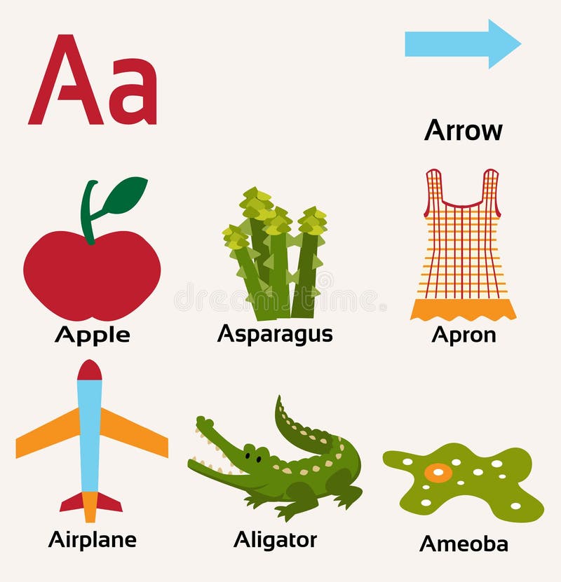 Alphabet a Und Sachen, Die Mit Ihm Beginnen Vektor Abbildung ...