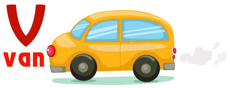 Alphabet V with car van stock vector. Illustration of character - 13467386