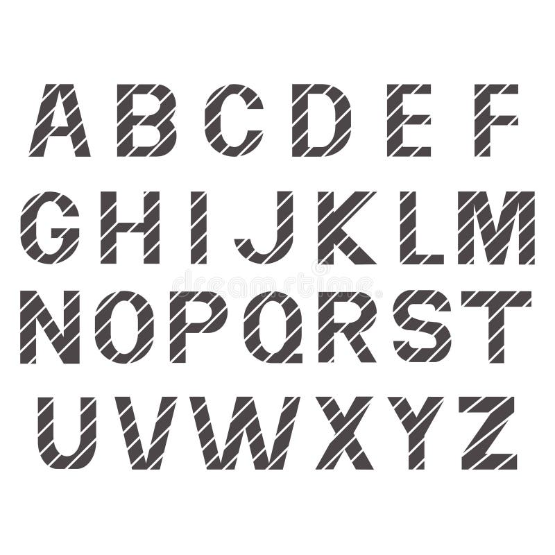 Alphabet Vector Fonts. Printed Striped Letters Stock Vector ...
