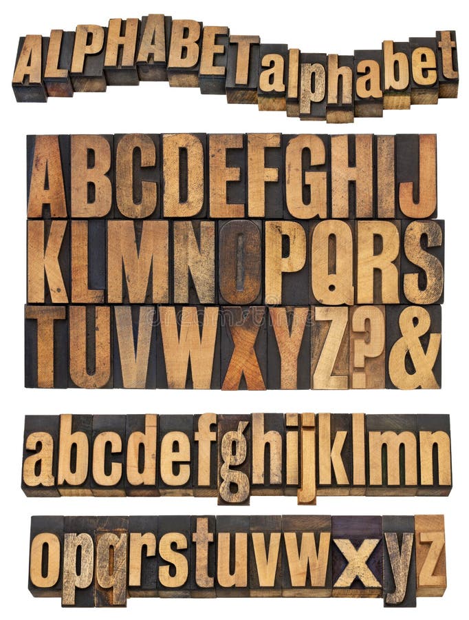 Alphabet in Vintage Wood Type Stock Photo - Image of typography, grunge ...