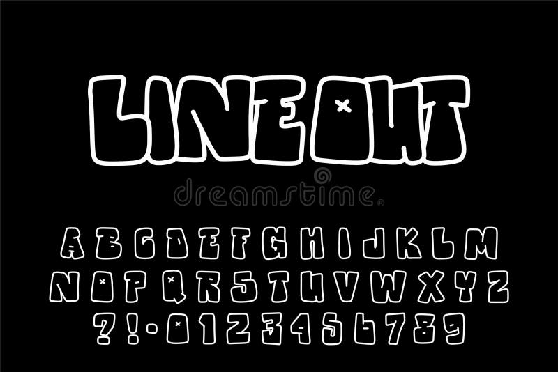 Alphabet White Line Out Graffiti Type Letters Ilustração do Vetor ...