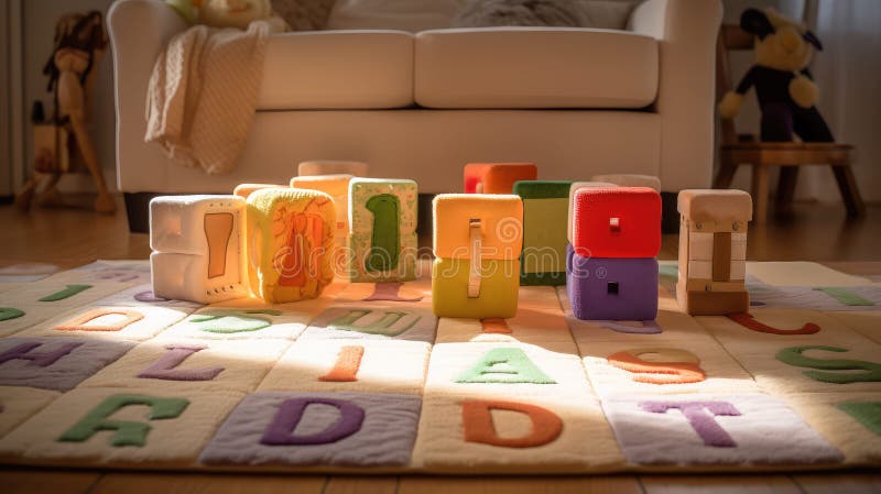 Alphabet wooden blocks stock illustration. Illustration of patterned ...