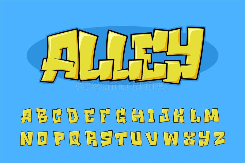 Alphabet Yellow Graffiti Cartoon Vector Stock Vector - Illustration of ...
