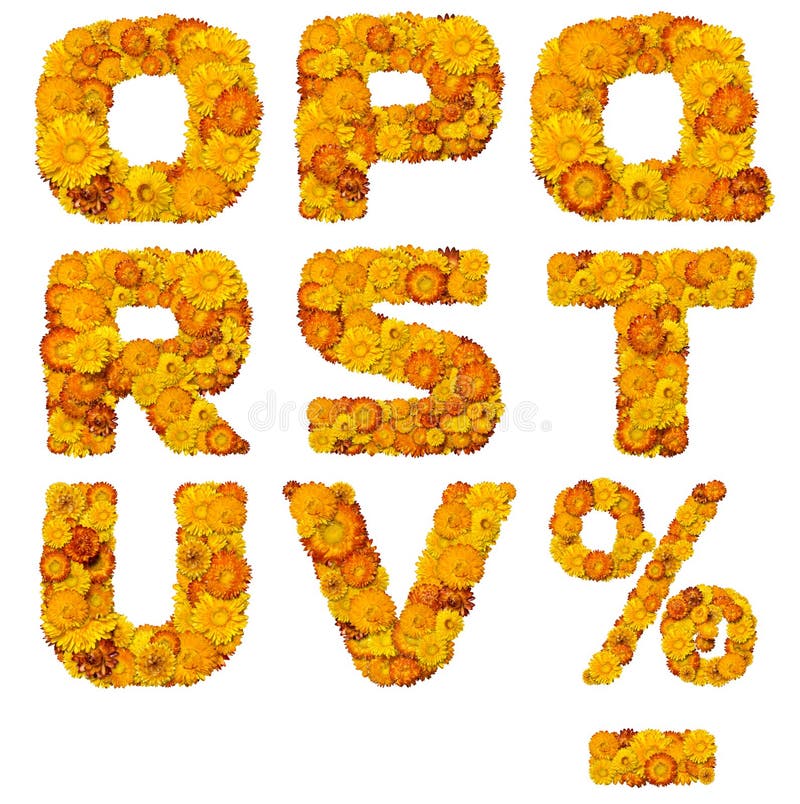 Alphabet from Yellow and Orange Flowers Stock Image - Image of clippng ...