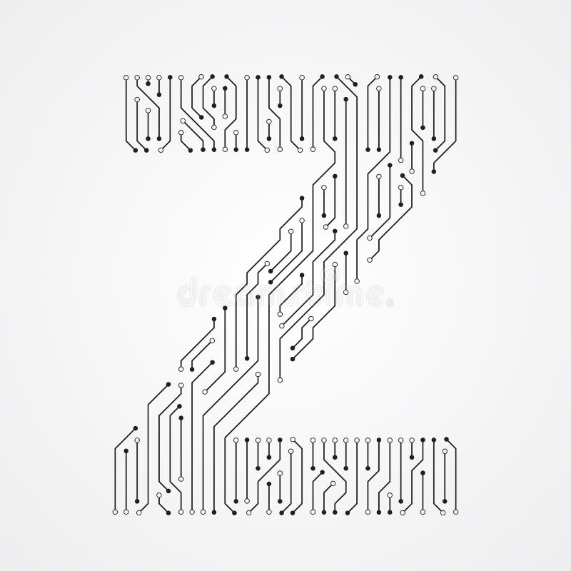 Alphabet Z Shape Digital Line Design Stock Vector - Illustration of ...