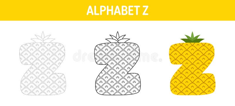 Alphabet Z Tracing and Coloring Worksheet for Kids Stock Vector ...