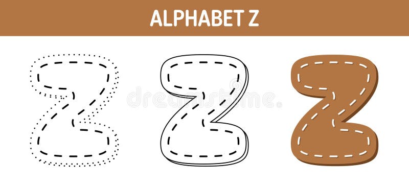 Alphabet Z Tracing and Coloring Worksheet for Kids Stock Vector ...