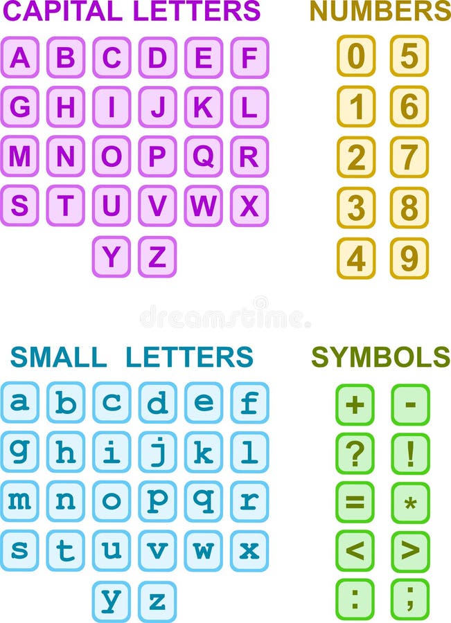 Alphabet-Zahlen Und Symbole Vektor Abbildung - Illustration von symbole ...