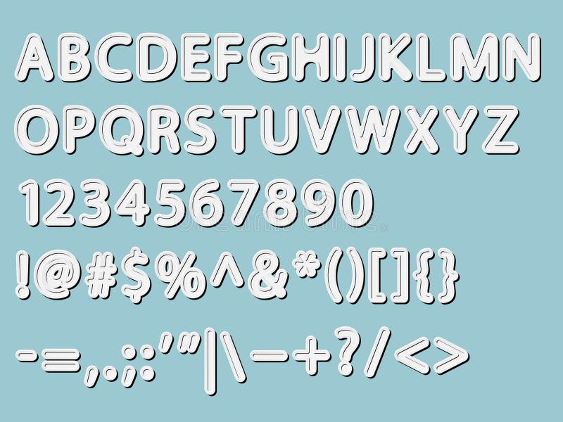 Alphabet, Ziffer Und Zeichen Vektor Abbildung - Illustration von ...