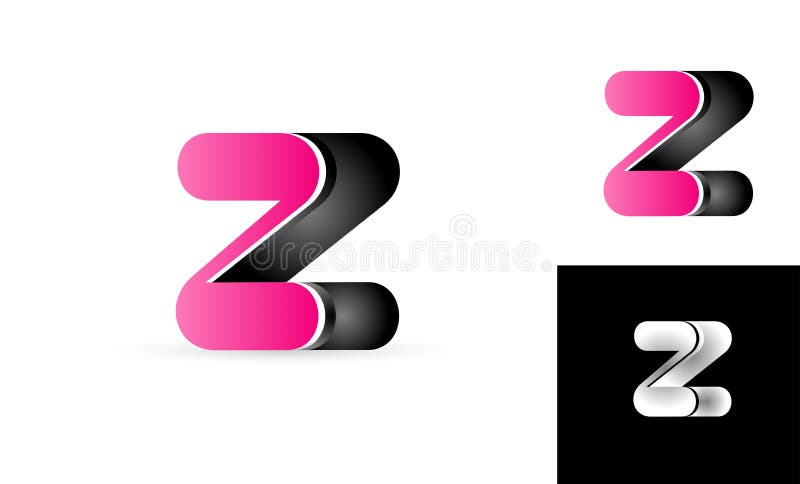 Alphabetbuchstabelogo-Ikonendesign Z Rosa Schwarzes Stock Abbildung ...