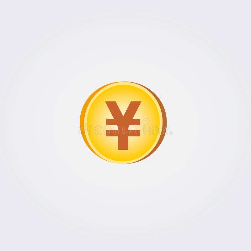 Currency Icon Yen Logo Button Illustration in Orange Colors Stock ...