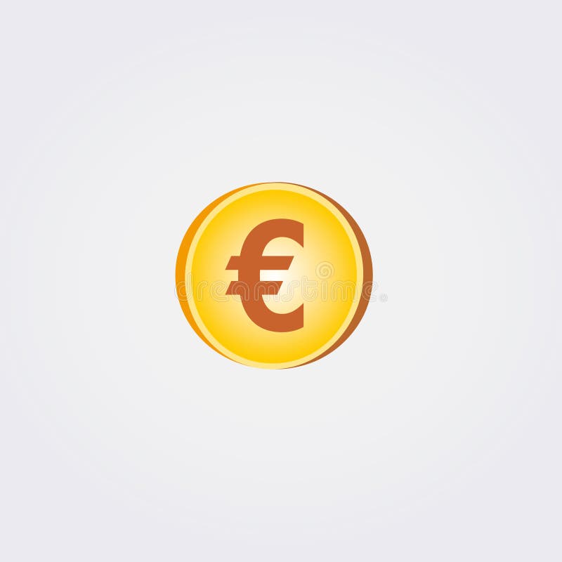 Currency Icon Euro Logo Button Illustration in Orange Colors Stock ...