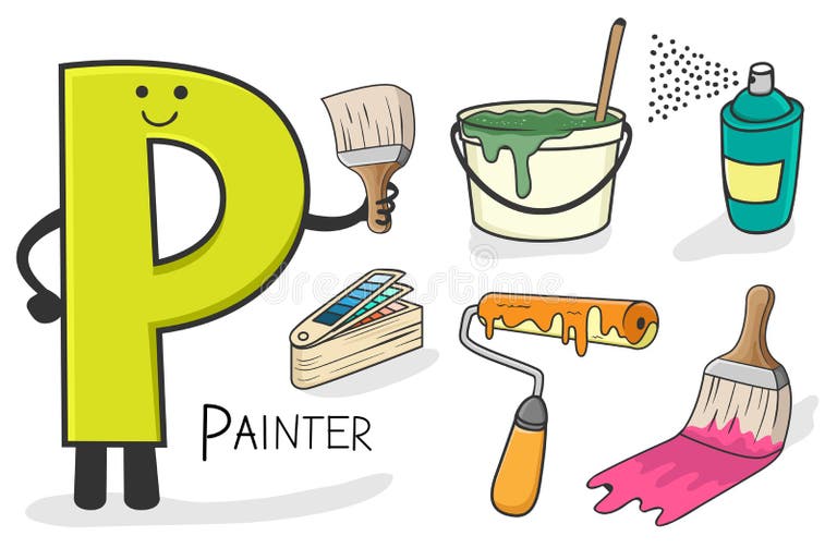 Alphabeth Occupation - Letter P - Painter Stock Vector - Illustration ...