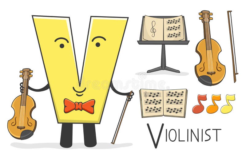Alphabeth Ockupation - Bokstav V - Violinist Vektor Illustrationer ...