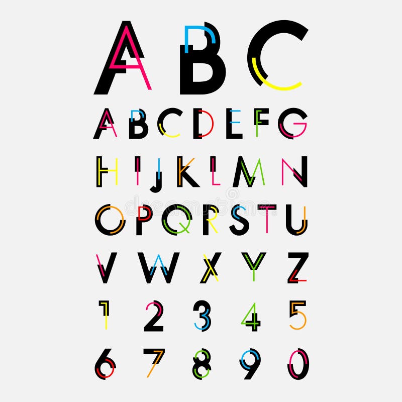Alphabetic Fonts and Numbers Stock Vector - Illustration of ...