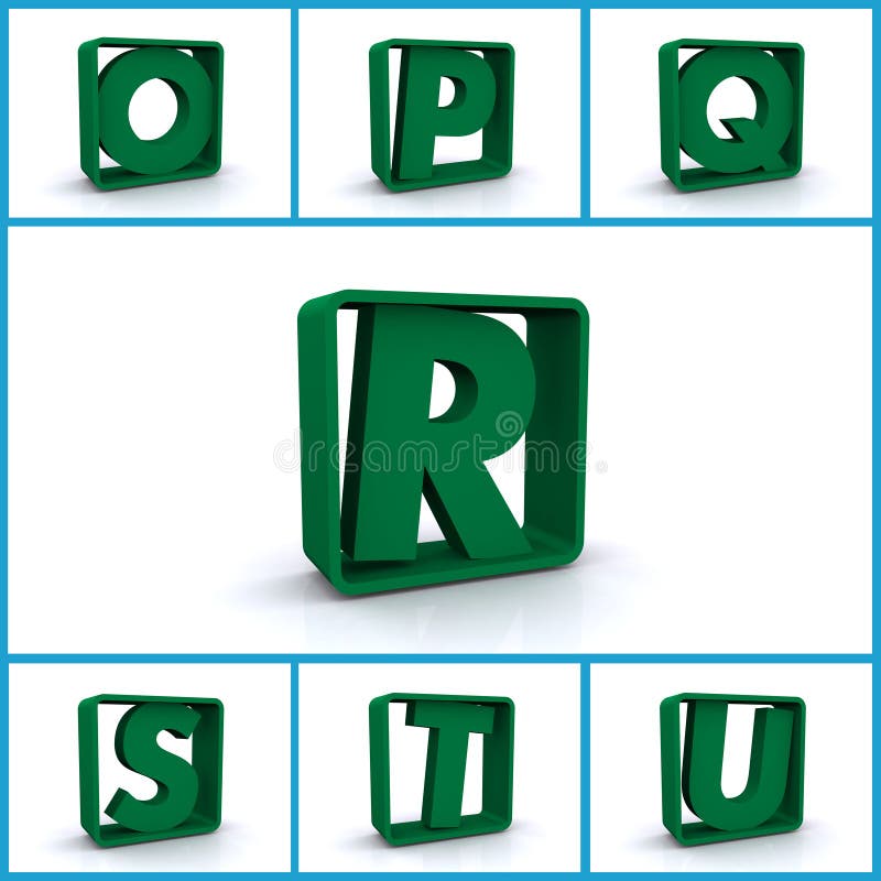 Alphabetic Letters in Boxes Stock Illustration - Illustration of green ...