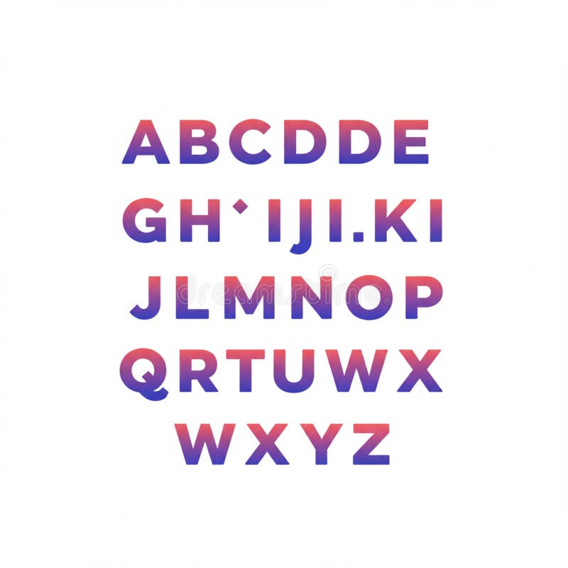 Alphabetical Characters Displayed in a Bold, Gradient Style Featuring ...