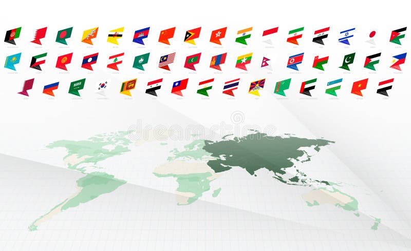 Alphabetically Ordered Asian Flags in Modern Design. National Flags ...
