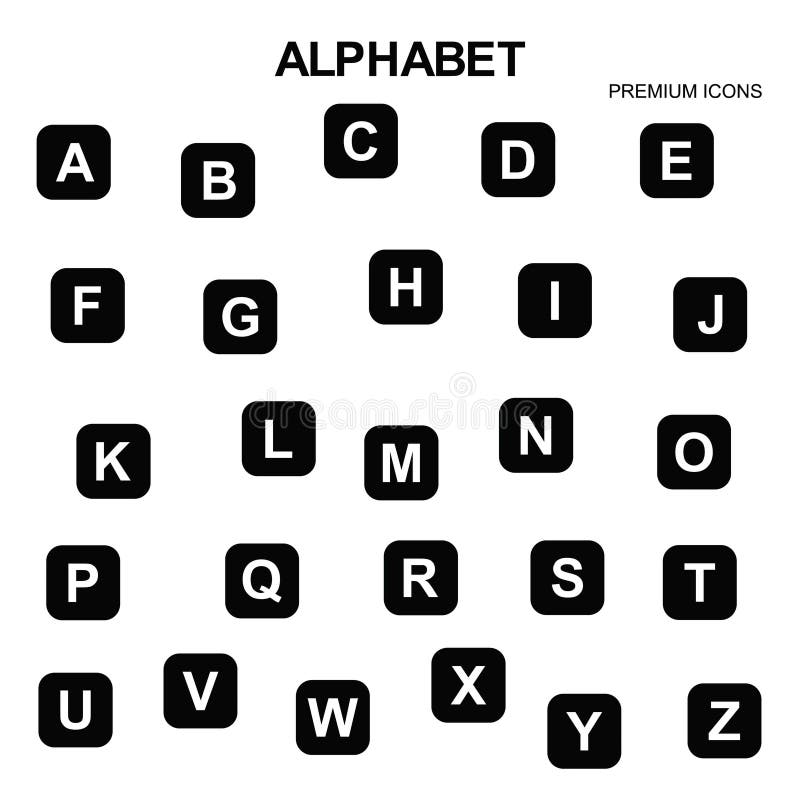 Alphabets icons set vector stock vector. Illustration of style - 120543266