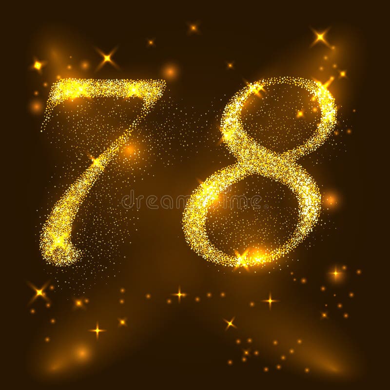 Alphabets Number 7 Seven and 8 Eight of Gold Glittering Stars ...