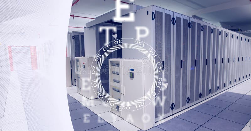 Alphabets and Round Scanners Over Empty Computer Server Room Against ...