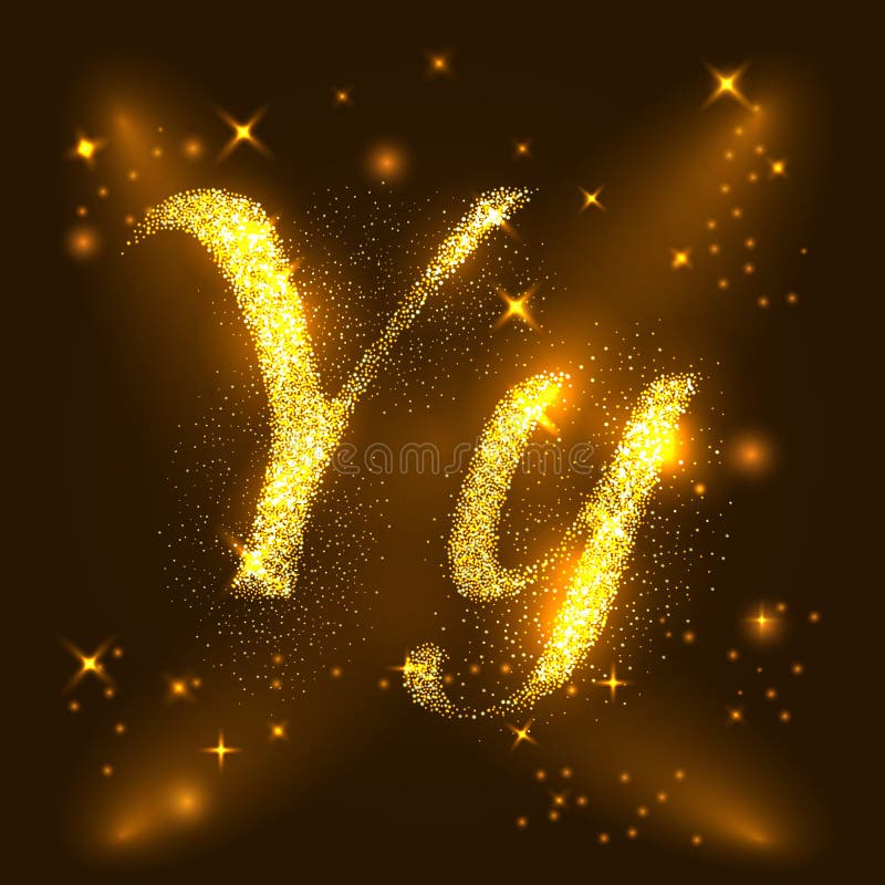 Alphabets Y of Gold Glittering Stars. Illustration Vector. Stock Vector ...