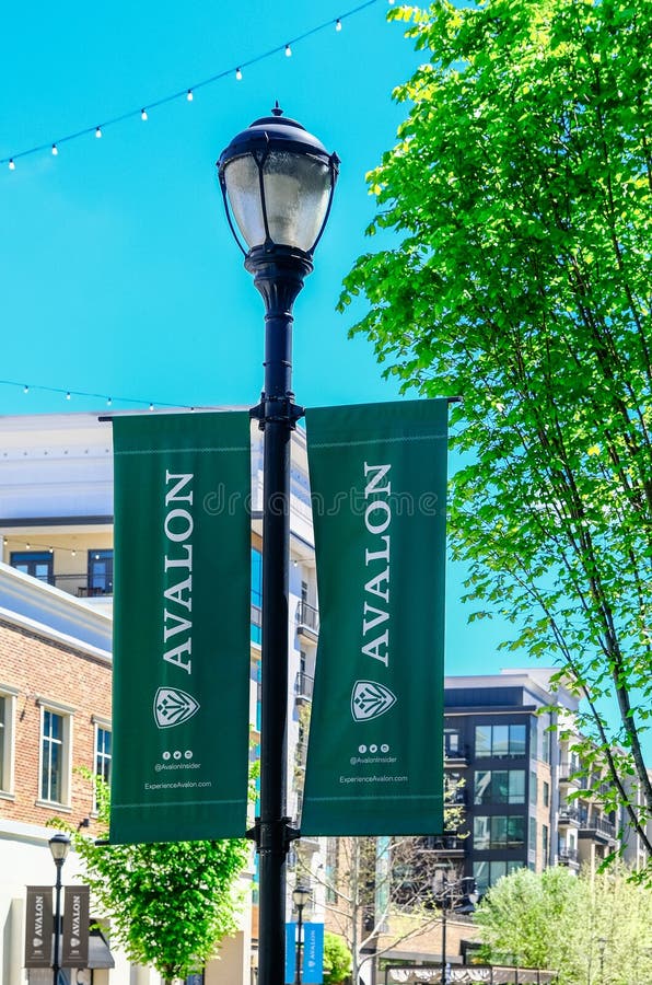 Banners on Lights for Avalon Editorial Photo - Image of flags, banners ...