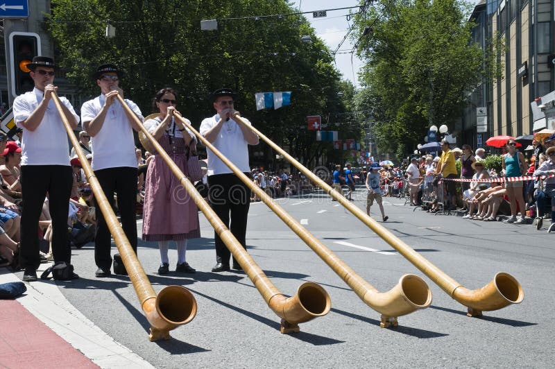 Alphorn players editorial stock photo. Image of event - 5606058