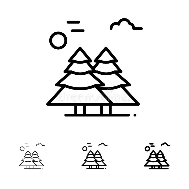 Alpine, Arctic, Canada, Pine Trees, Scandinavia Bold and Thin Black ...