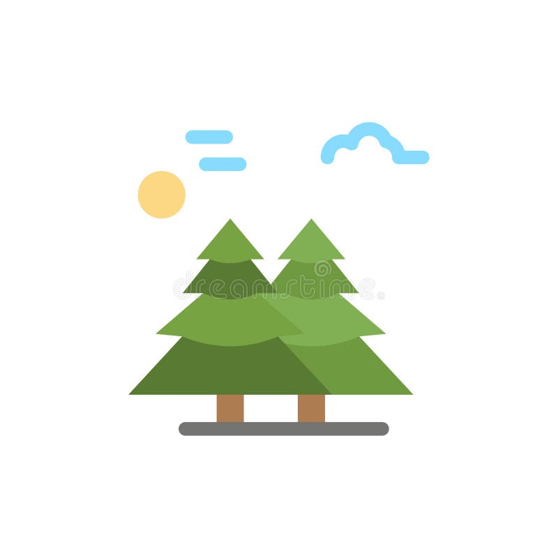 Alpine, Arctic, Canada, Pine Trees, Scandinavia Flat Color Icon. Vector ...