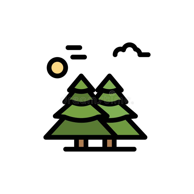 Alpine, Arctic, Canada, Pine Trees, Scandinavia Flat Color Icon. Vector ...