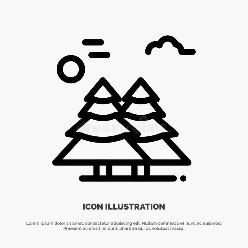 Alpine, Arctic, Canada, Pine Trees, Scandinavia Line Icon Vector Stock ...