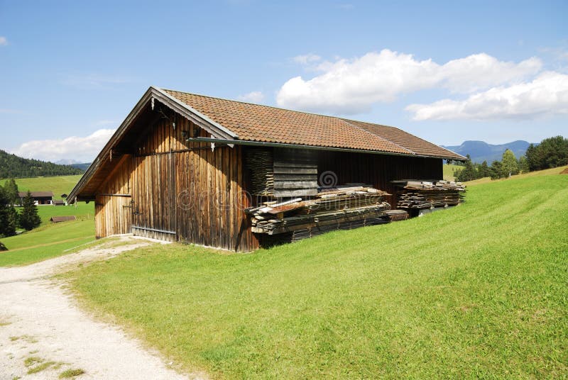 Alpine barn stock photo. Image of grass, landscape, bavaria - 22629722