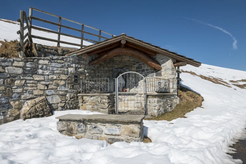Alpine chapel stock image. Image of outdoor, italy, scenic - 68672543