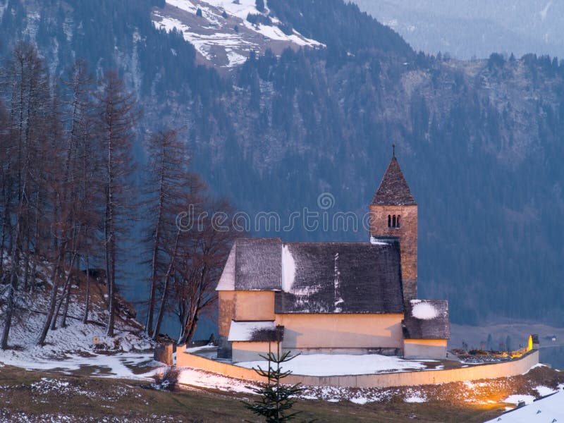 Alpine Church, Floodlit Picture. Image: 4759672