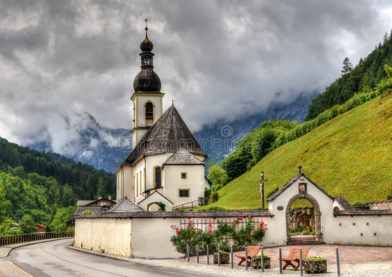 Alpine church stock photo. Image of landscape, mountain - 55468864